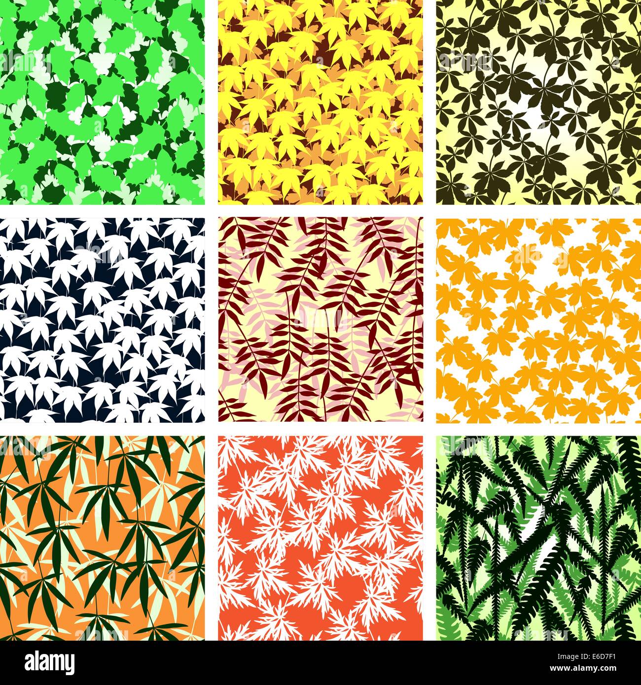 Set of editable vector seamless tiles of leaves Stock Vector Image ...