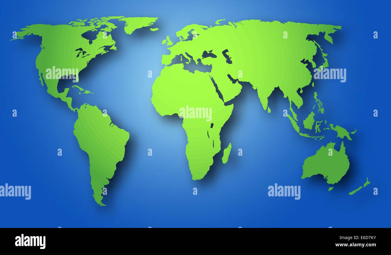 Green and blue world map hi-res stock photography and images - Alamy
