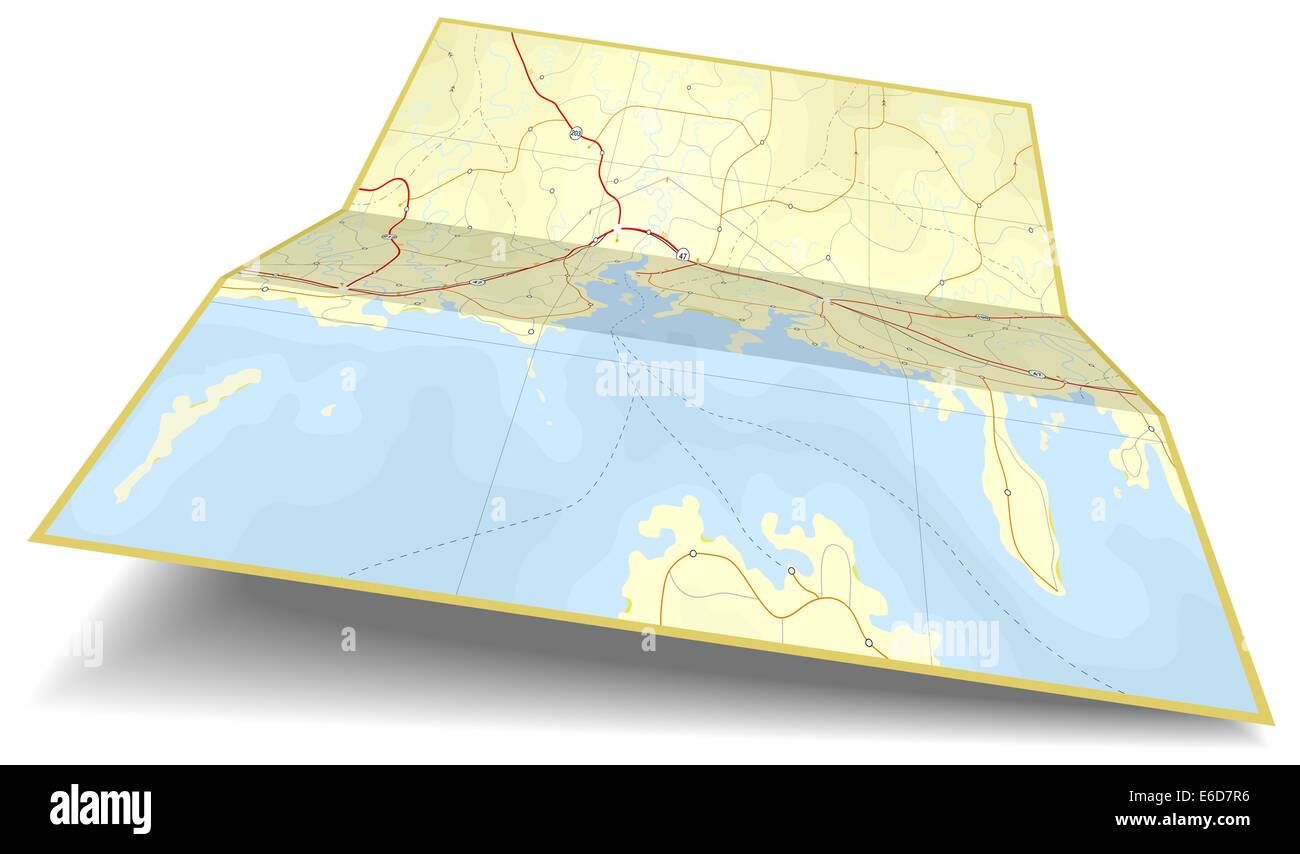 Folded Road Map Vector