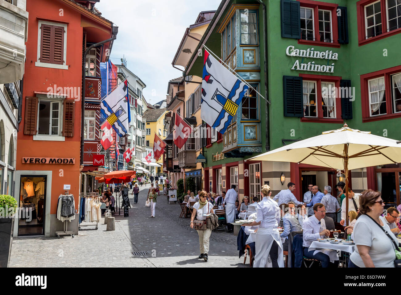 Switzerland, Zurich, view to Augustinergasse in the old town Stock ...