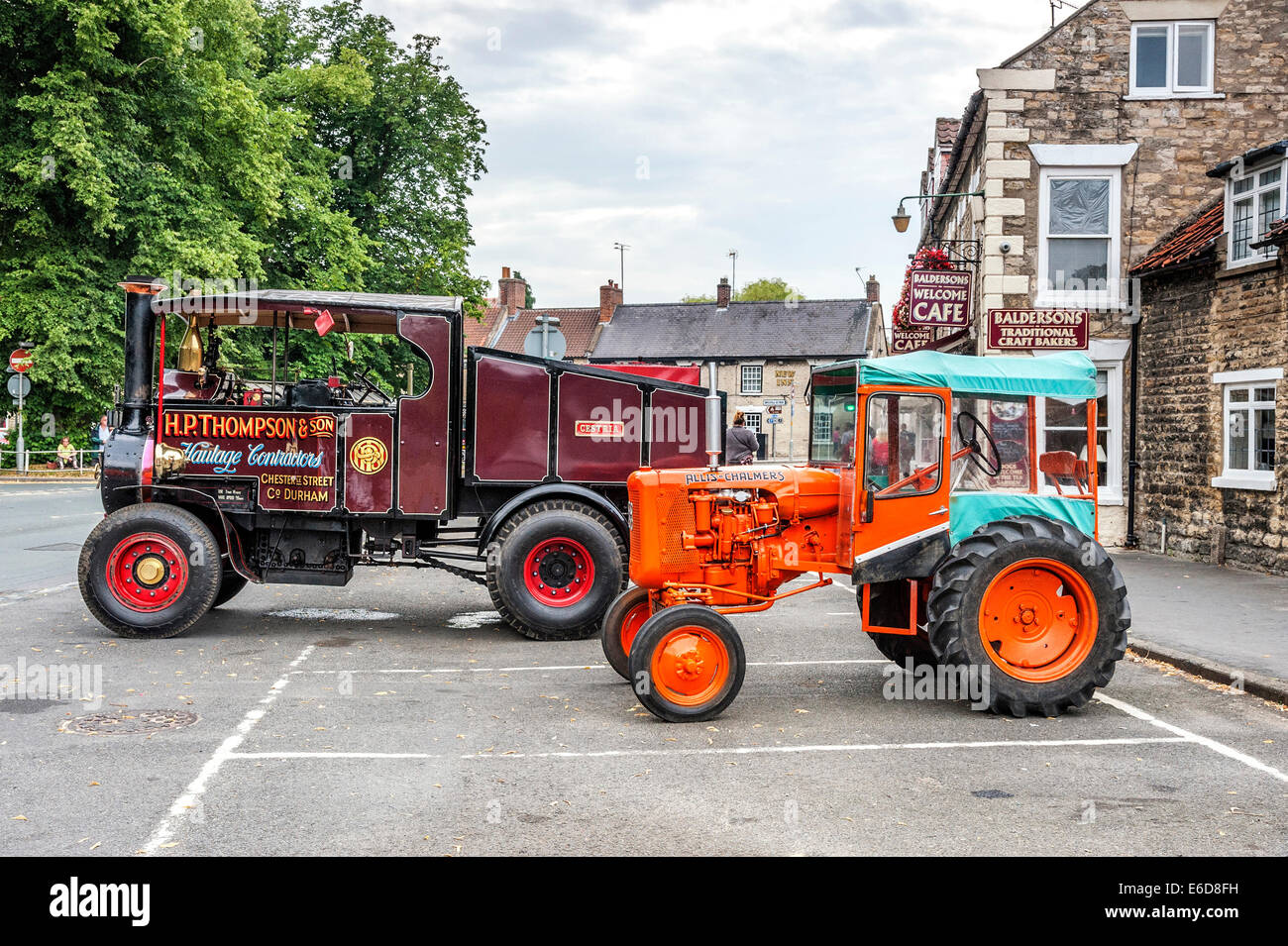 A classic Alis Chalmers tractor and a steam wagon at Thornton le Dale ...