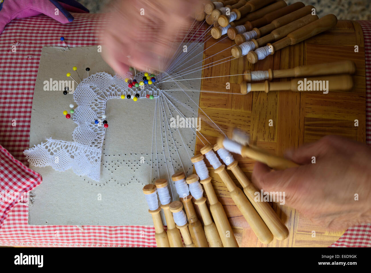 Woman lace making hi-res stock photography and images - Alamy