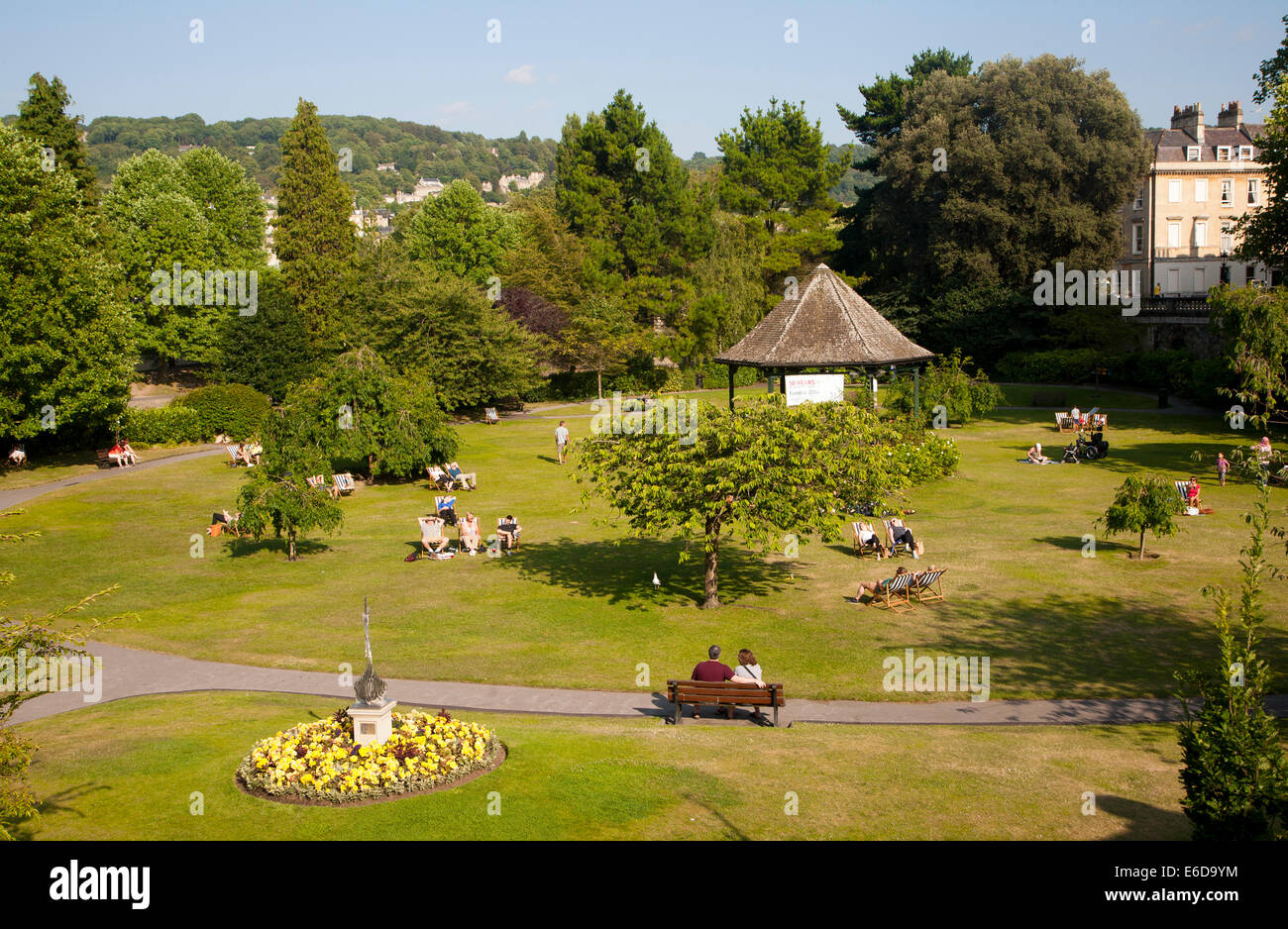 Parade Gardens public park in city centre of Bath, Somerset, England ...