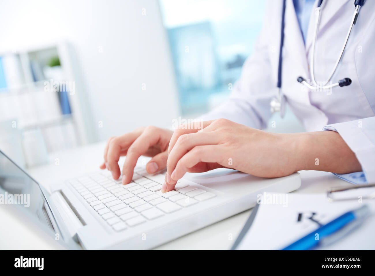 Close up hands nurse typing on hi-res stock photography and images - Alamy