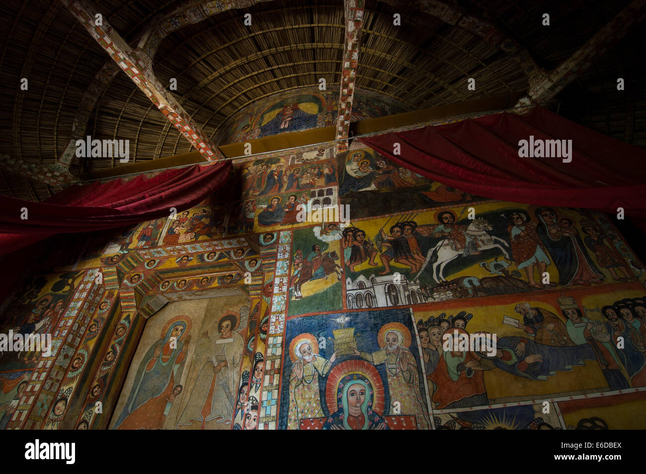 Religious murals painted on the Holy of Holies inner sanctuary of the ...