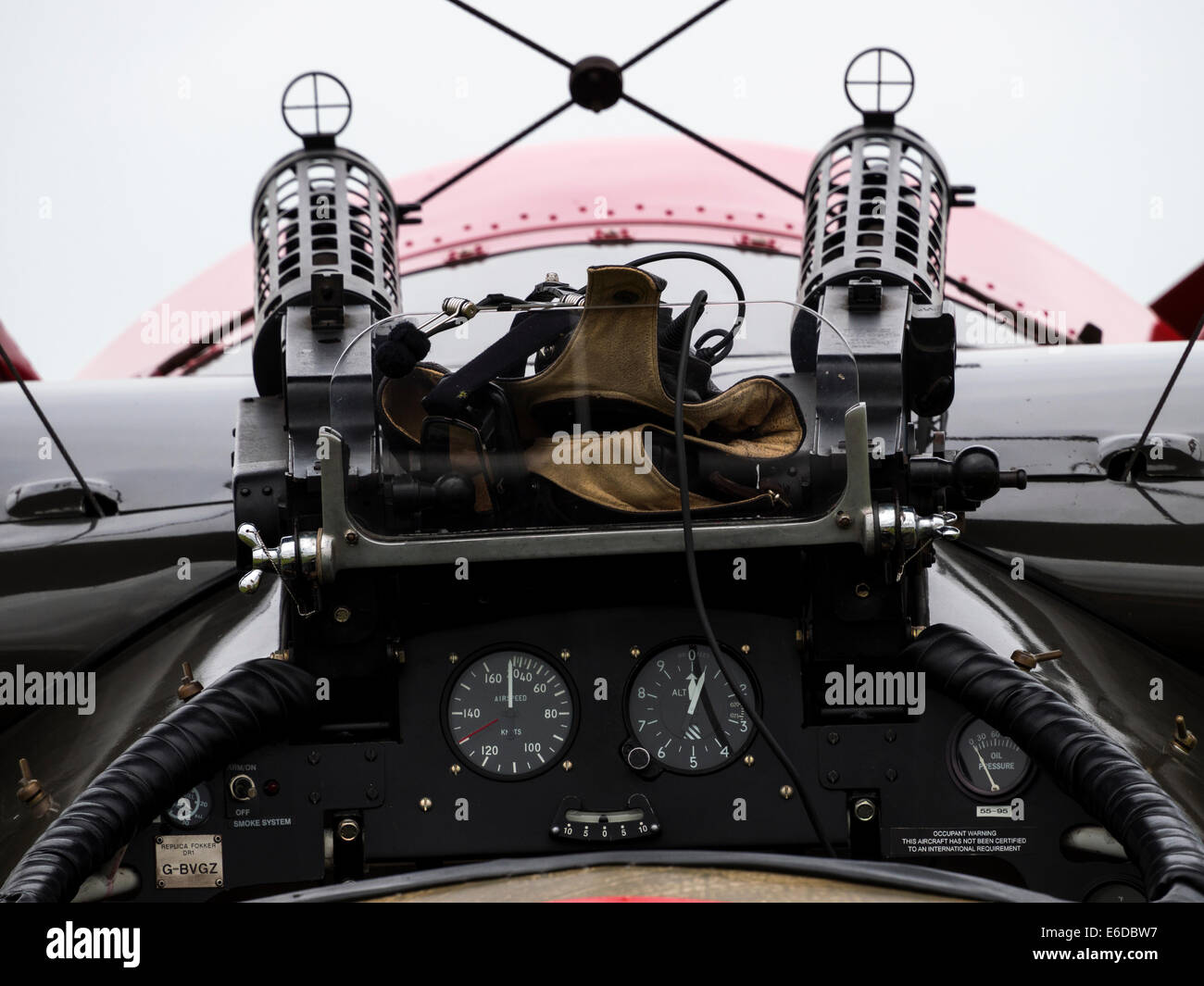 Machine guns on a replica ww1 Fokker Triplane triplane aircraft, at ...