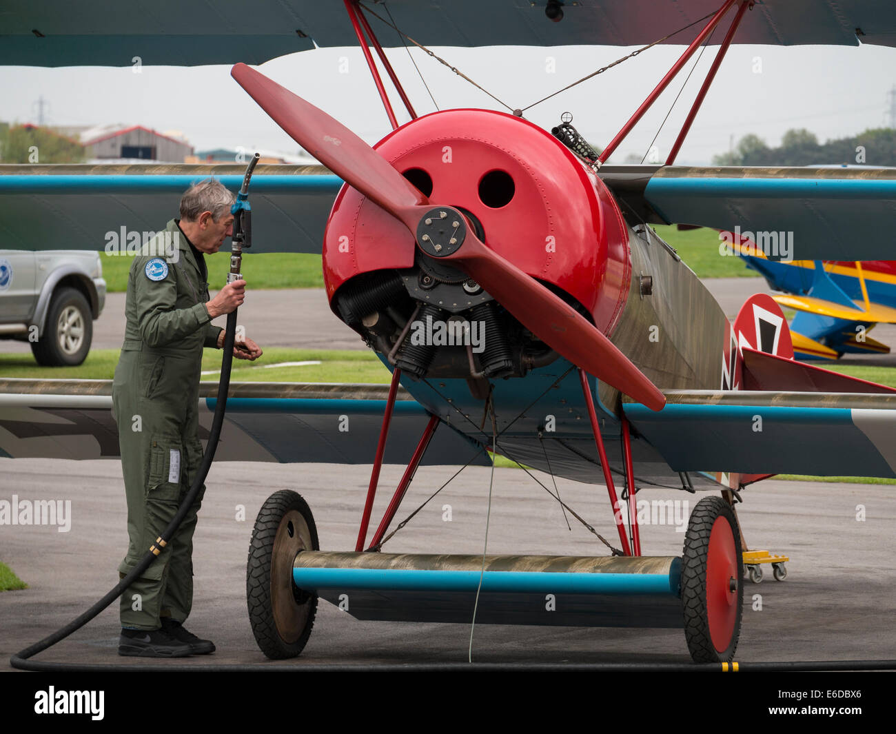 A replica ww1 Fokker Triplane triplane aircraft, at Breighton general ...