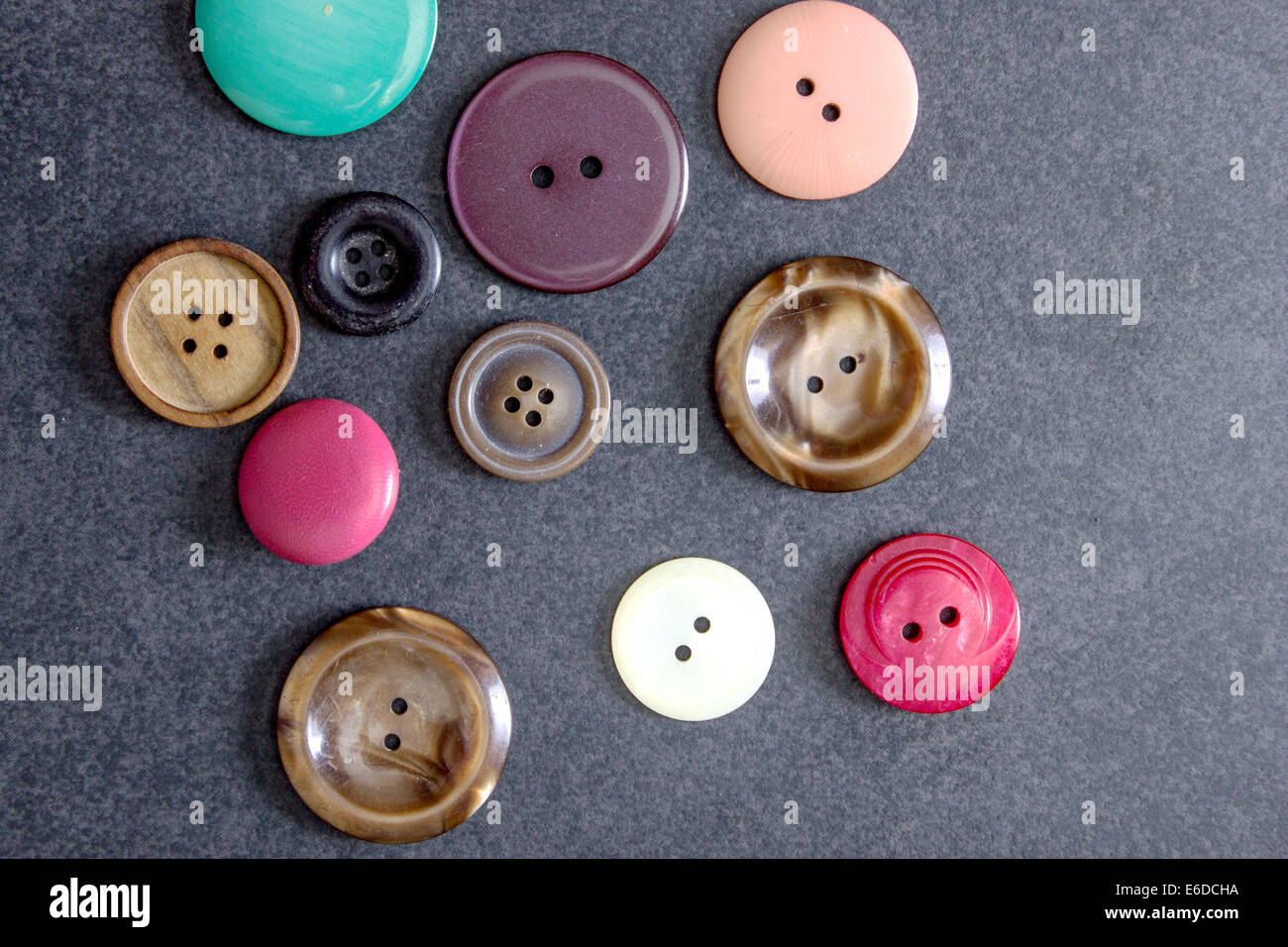 collection of old buttons on table, from above Stock Photo - Alamy