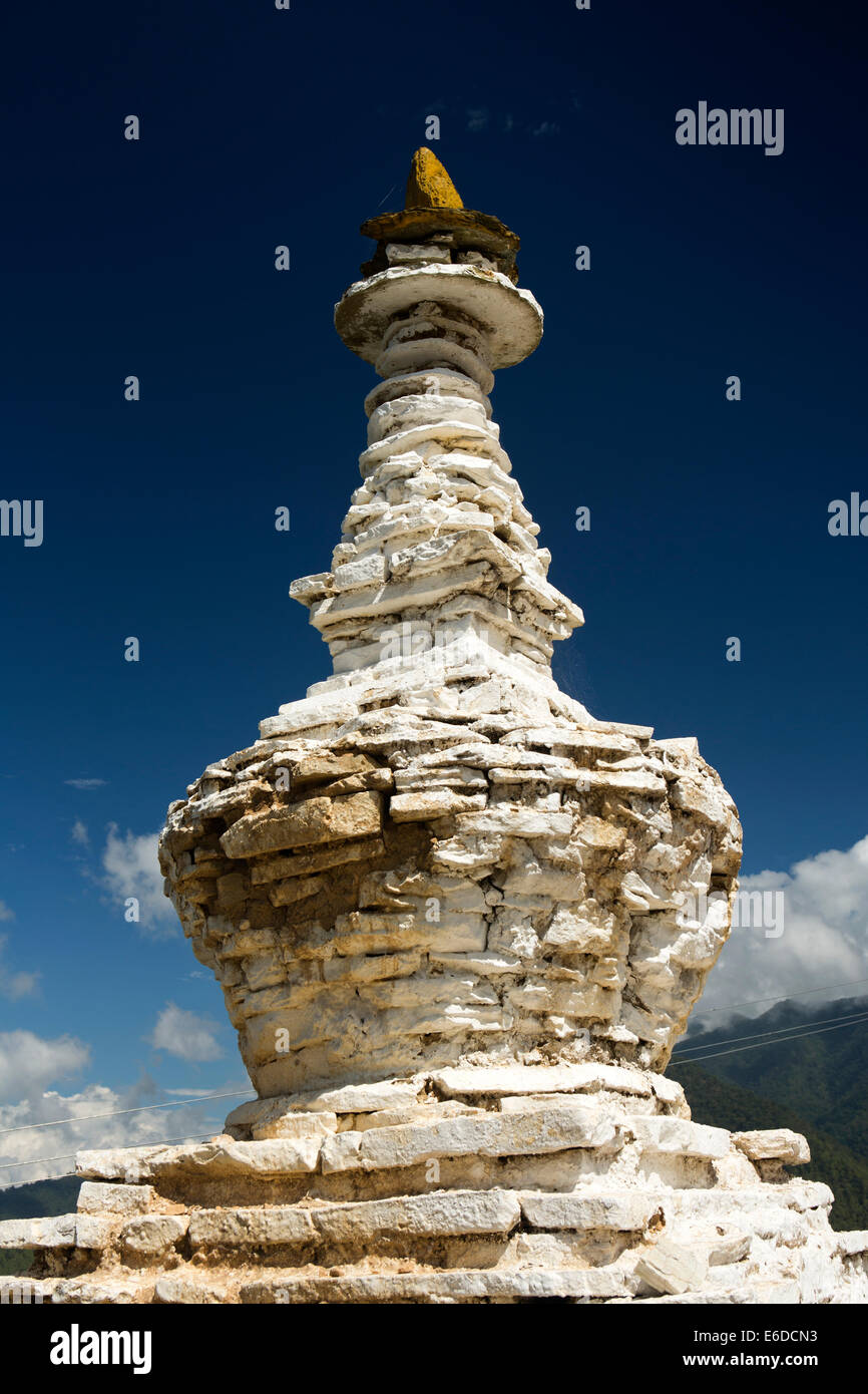 Eastern Bhutan, Mongar district, Yadi village, old whitewashed stone ...