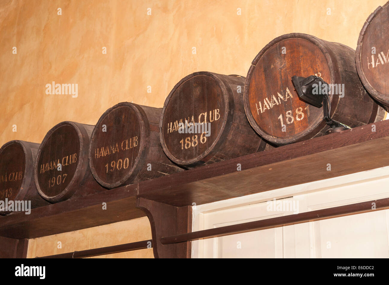 Oak wooden barrels for the ageing of Havana Club rum in the popular ...