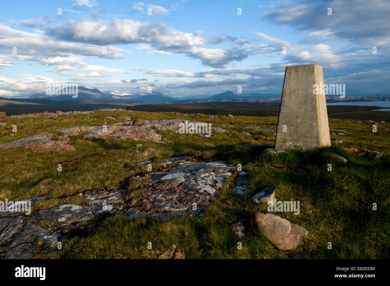 The peaks of Foinaven, Arkle and Ben Stack from the summit of Cnoc Poll ...