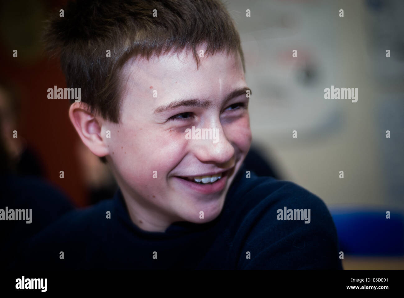 Smiling Schoolboy at Secondary School in Cirencester, UK Stock Photo ...