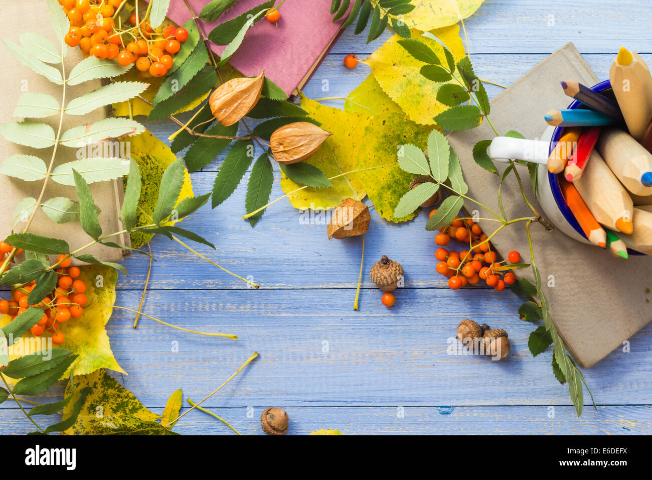 Autumn background: the concept of back to school Stock Photo - Alamy