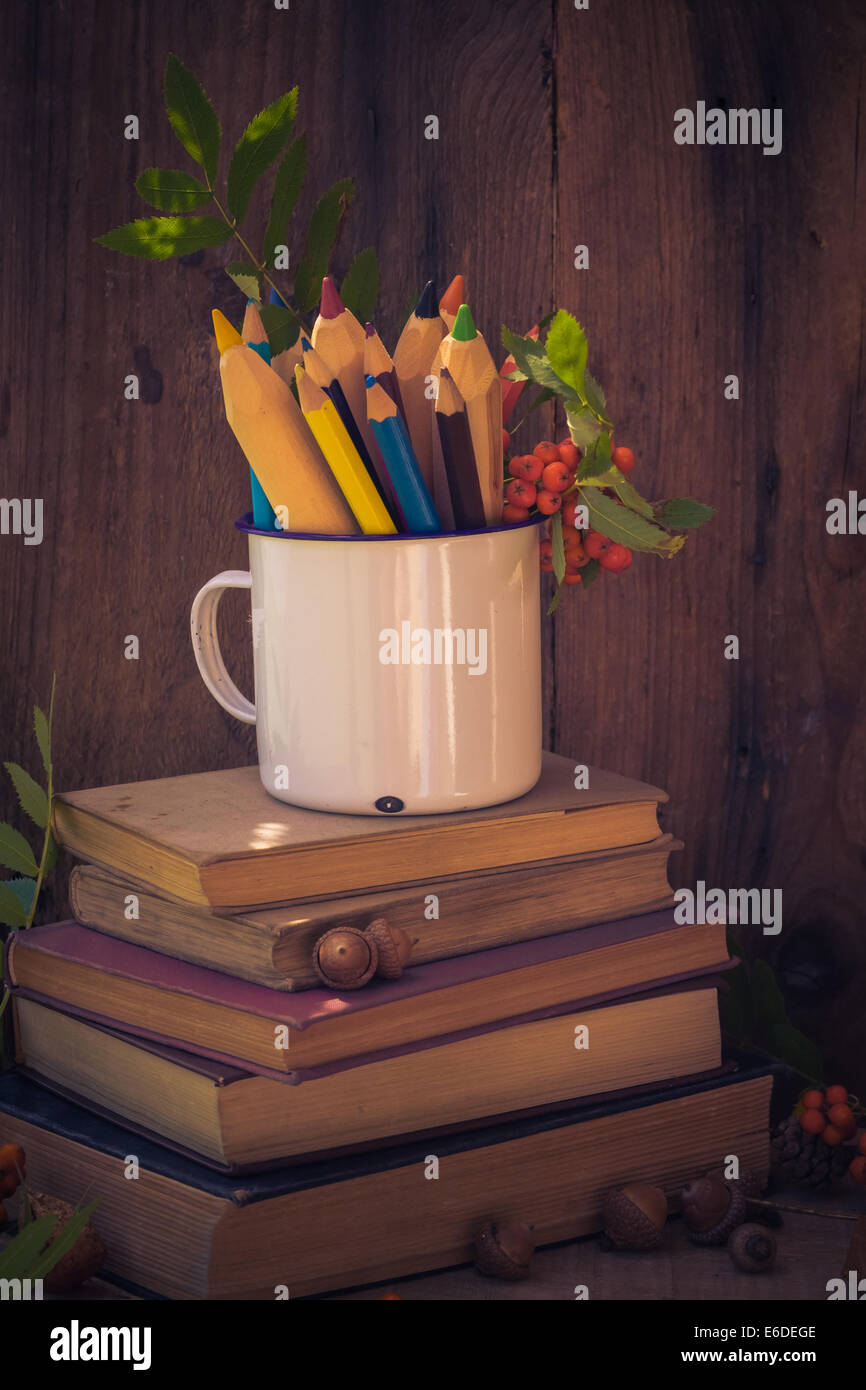 Still life in the concept of back to school Stock Photo - Alamy