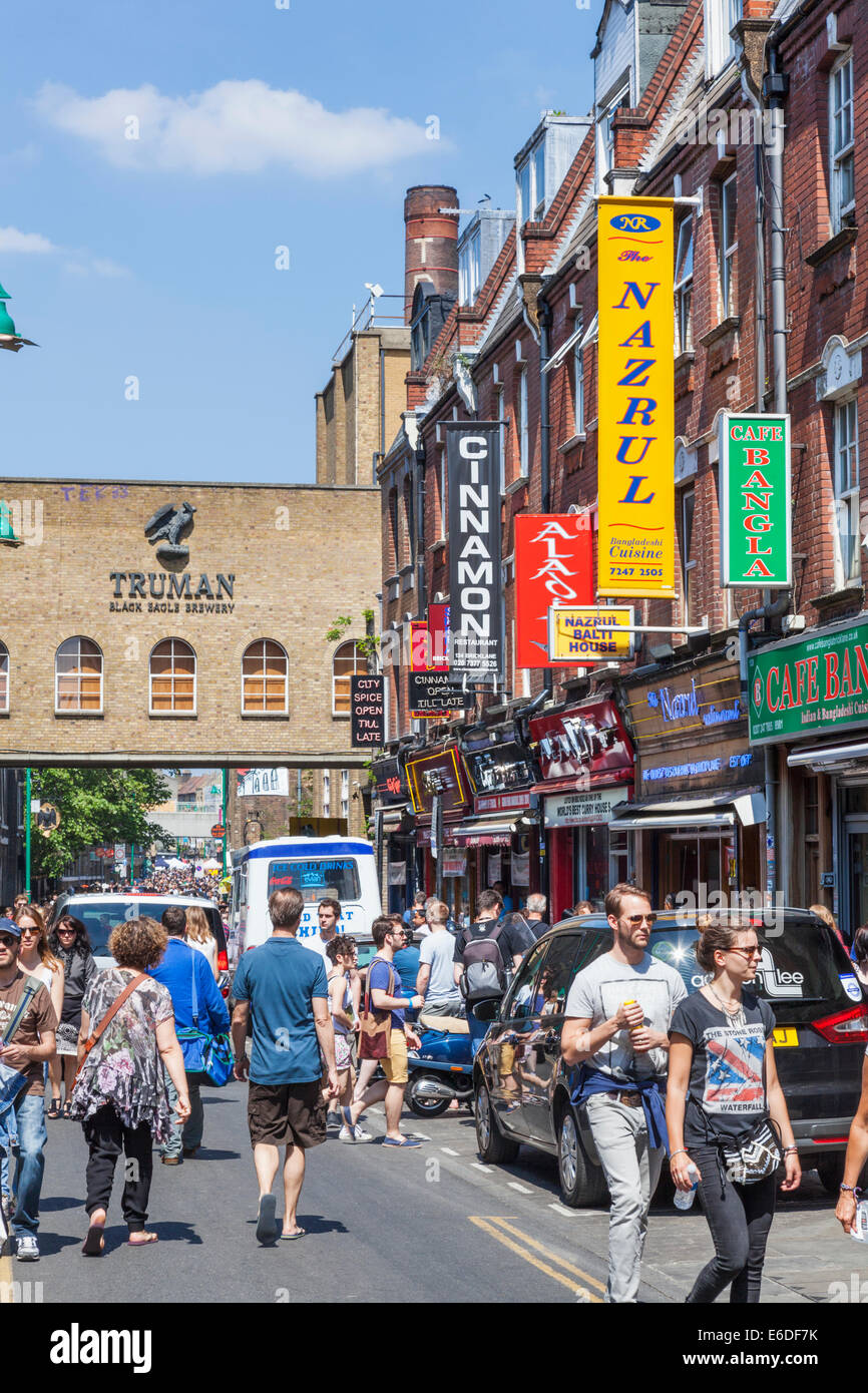 England, London, Tower Hamlets, Brick Lane, Street Scene Stock Photo ...