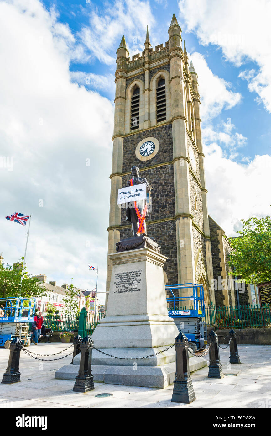 Saunderson statue in Portadown decorates with an Orange Sash, the card ...