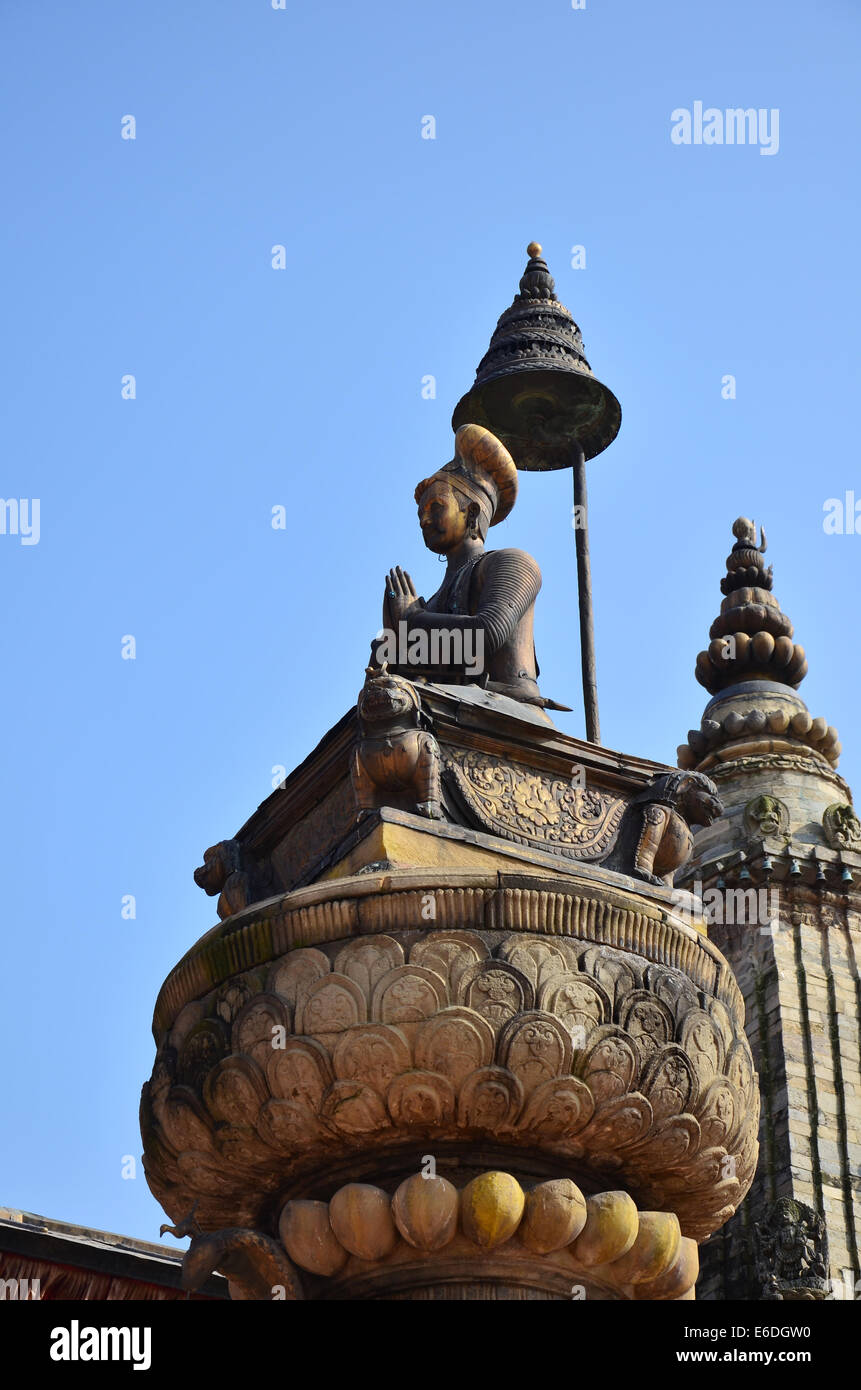 Statue image King Ranjit Malla in Bhaktapur Durbar Square is an ancient ...