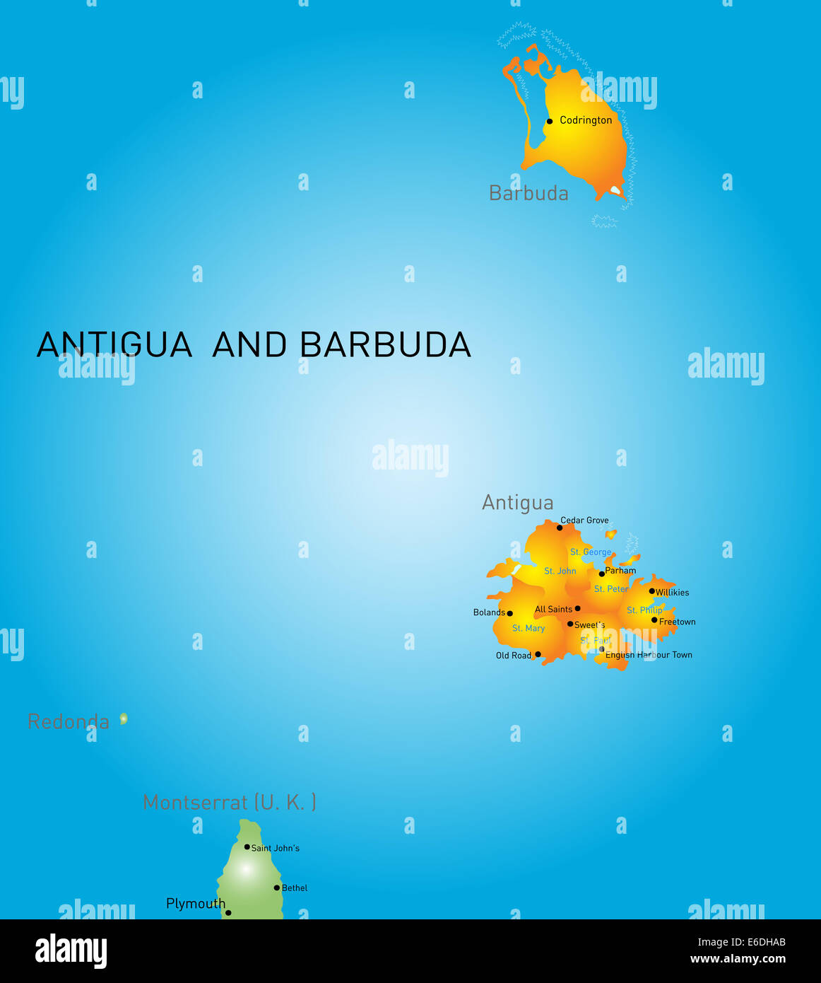 Antigua island map hi-res stock photography and images - Alamy