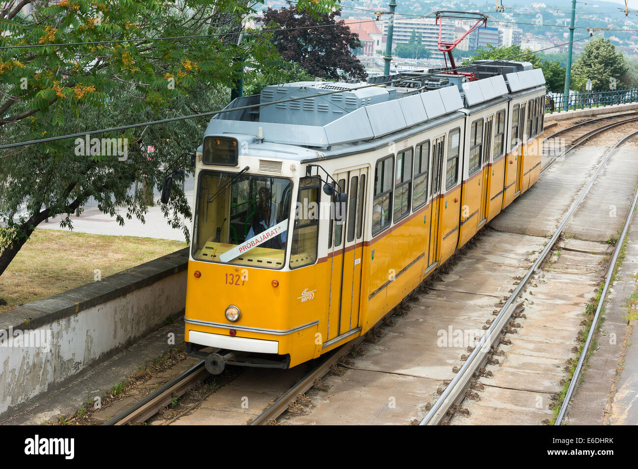 Budapest yellow tram as part of city public transport system Stock ...