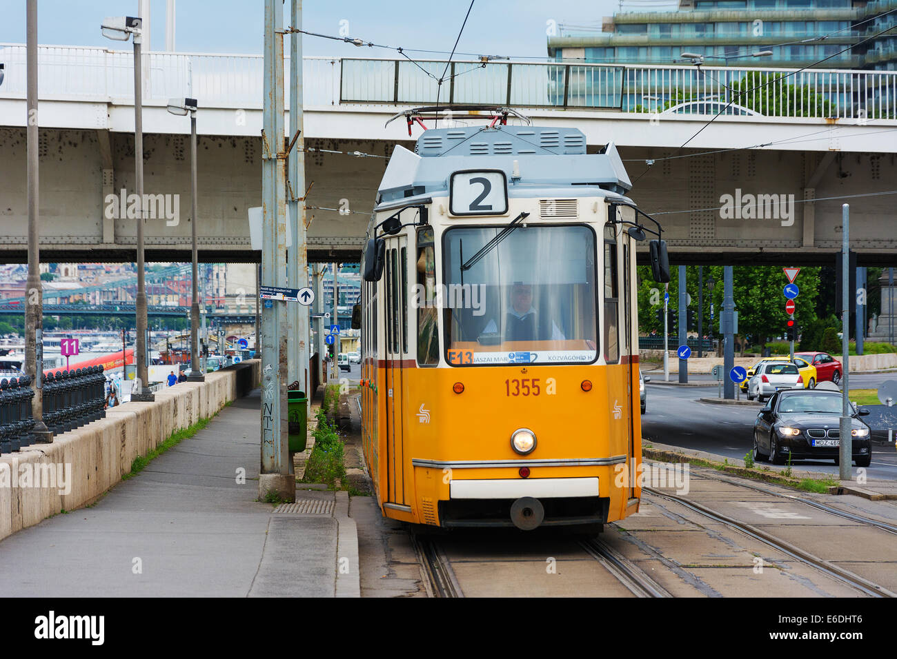 Budapest yellow tram as part of city public transport system Stock ...