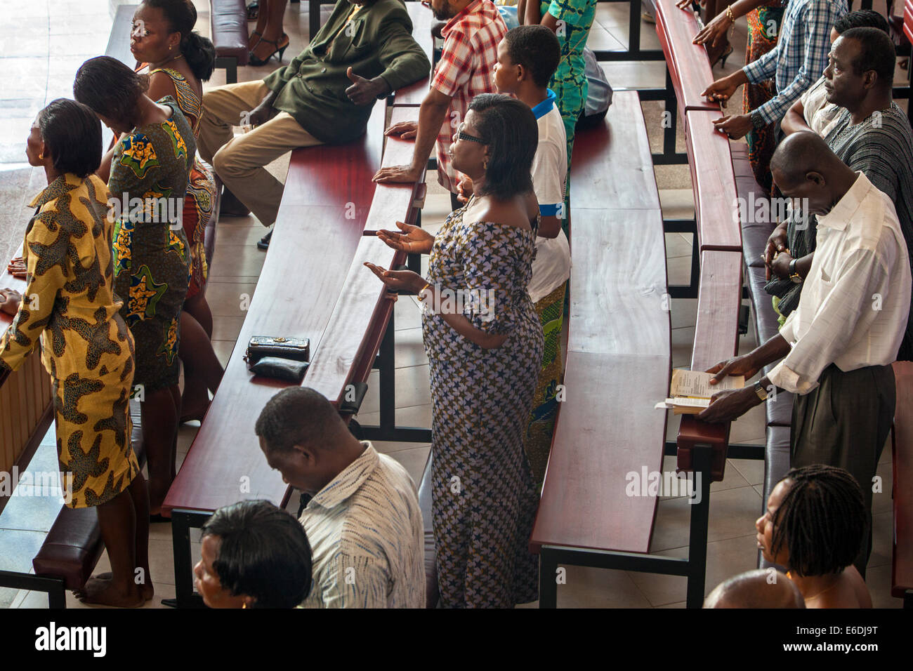 Congregation at Sunday service at St.James Catholic church, Osu, Ghana ...