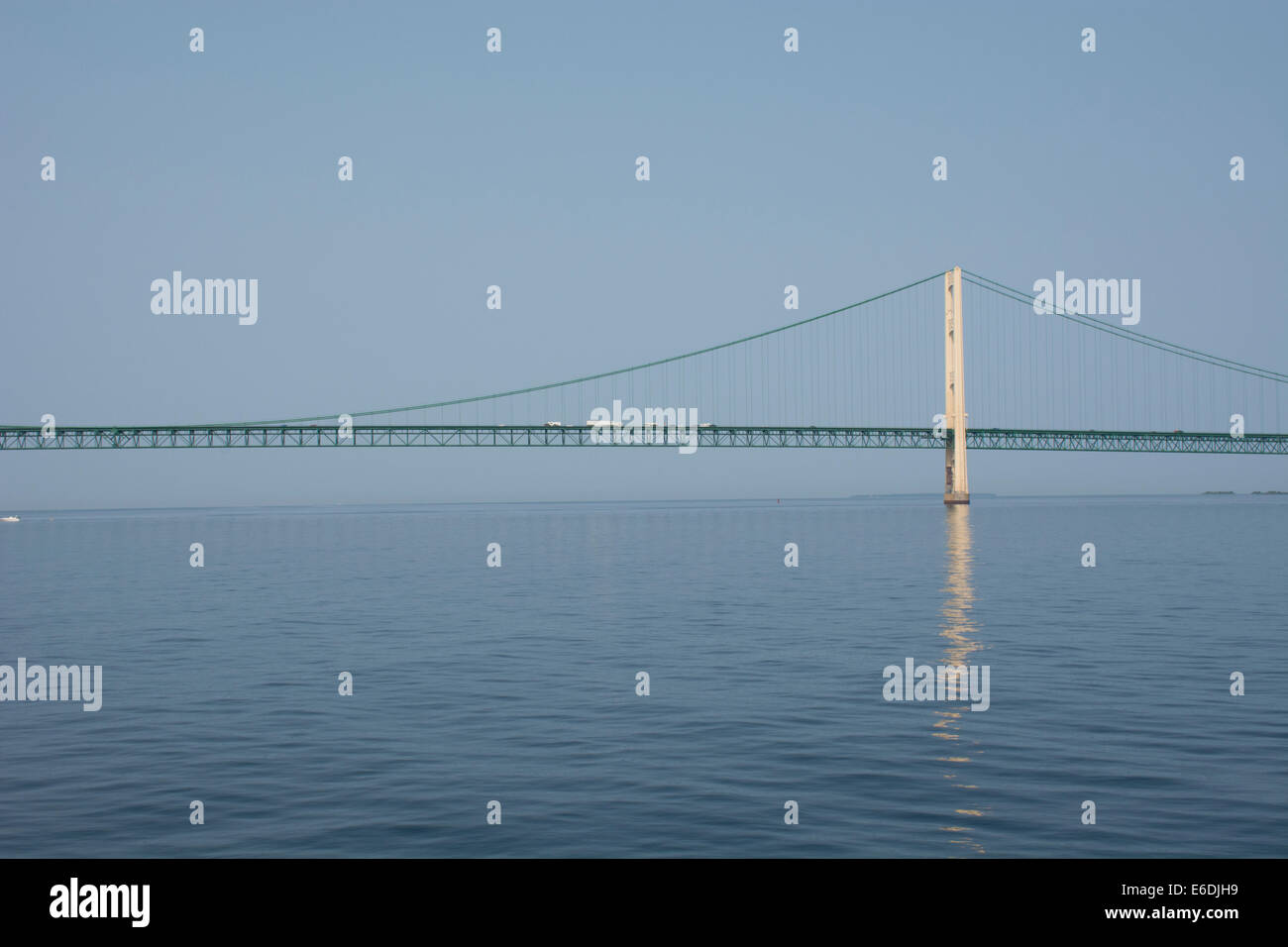 Michigan, Lake Michigan, Mackinac, Mackinac Bridge. Historic suspension ...