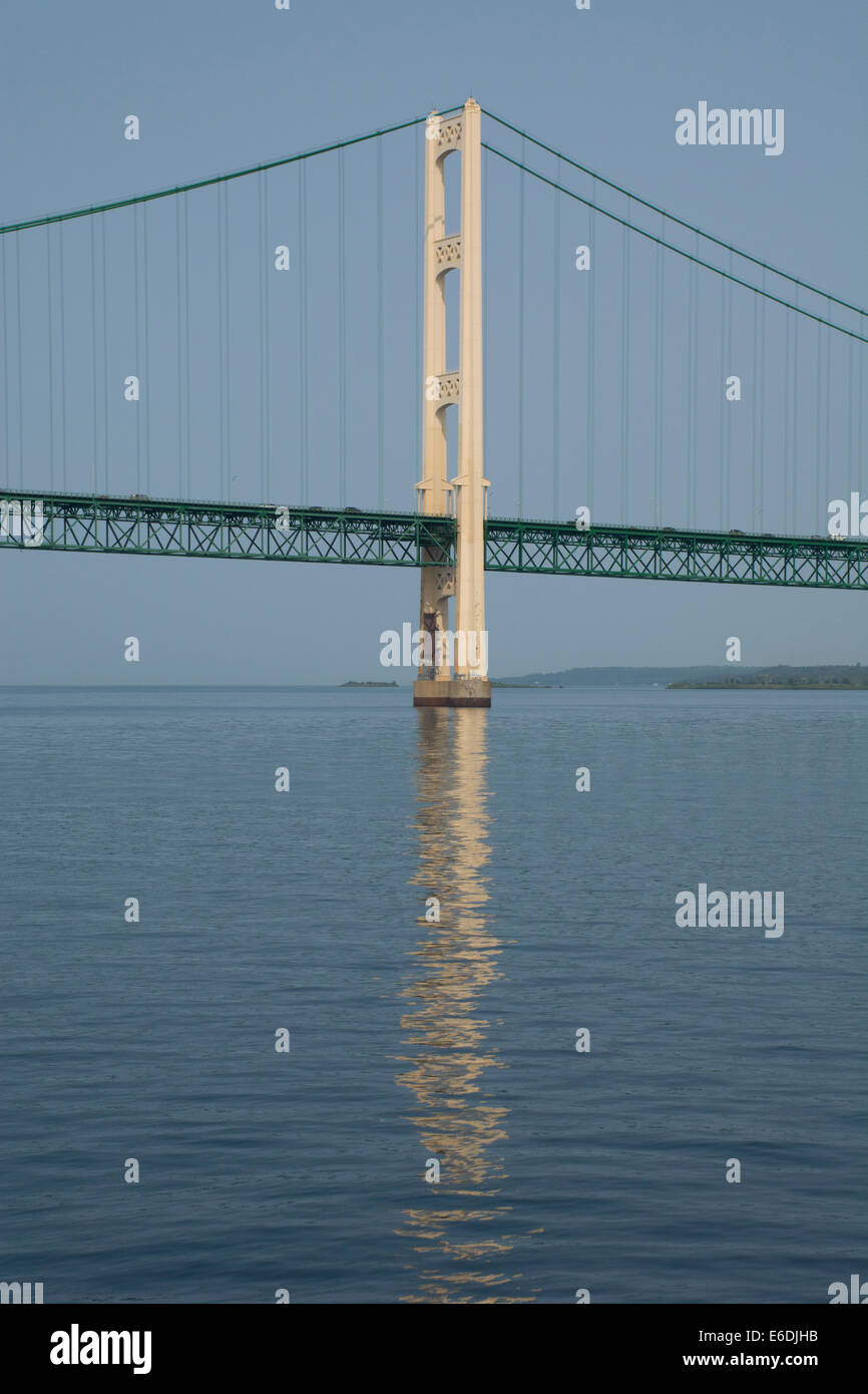 Michigan, Lake Michigan, Mackinac, Mackinac Bridge. Historic suspension ...