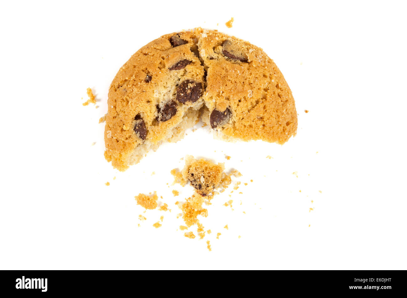 Half eaten chocolate chips cookie isolated on white background Stock ...