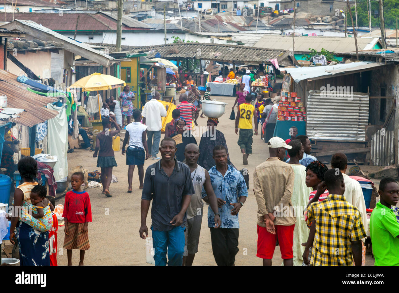 Town centre at Winneba, fishing village on the Gulf of Guinea, near ...