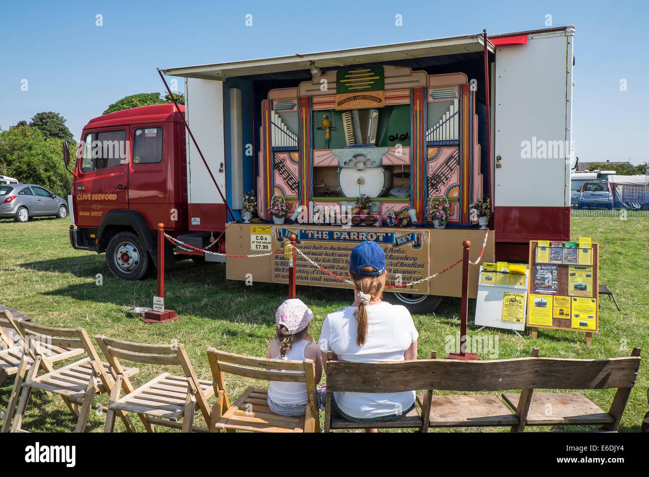 Audience of two at The Parrot fairground organ on show at show ground ...