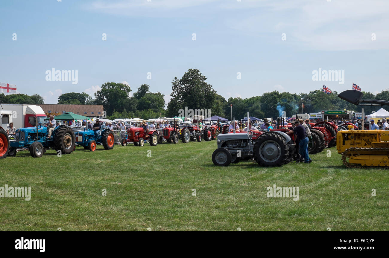 tractors queuing to enter arena at show ground for Cambridgeshire Steam ...