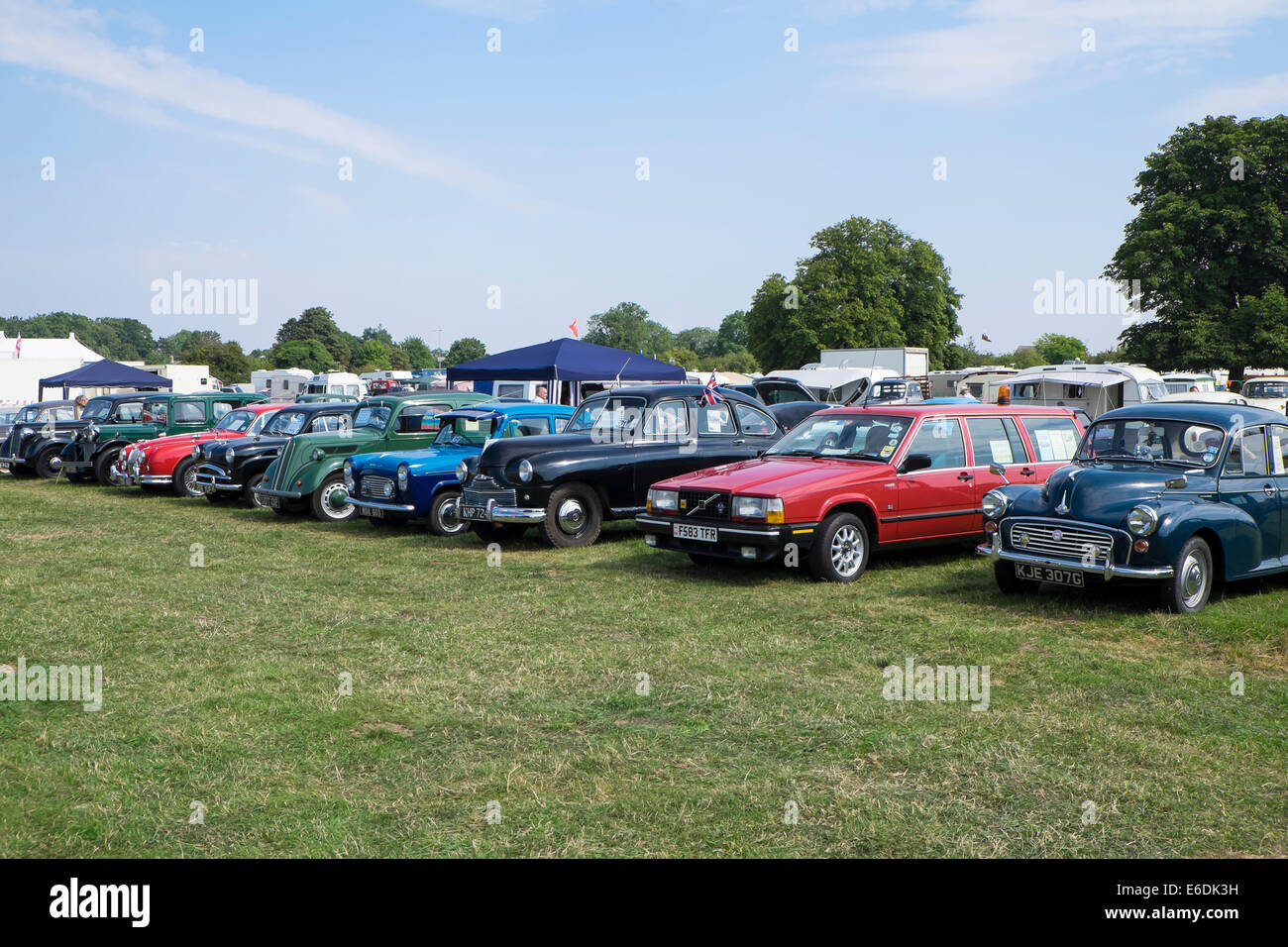 Vintage car line up on show at show ground for Cambridgeshire Steam ...