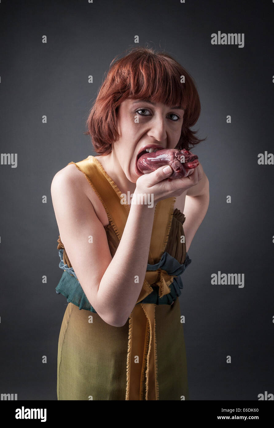 woman eating a heart. Based on sonnet "A ciascun alma presa" of Dante ...