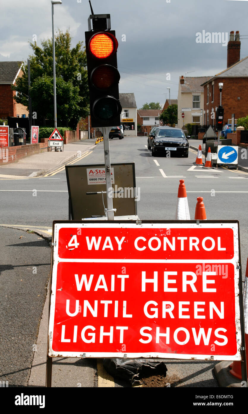 Four 4 Way Traffic control wait here road sign Worcester Worcestershire ...