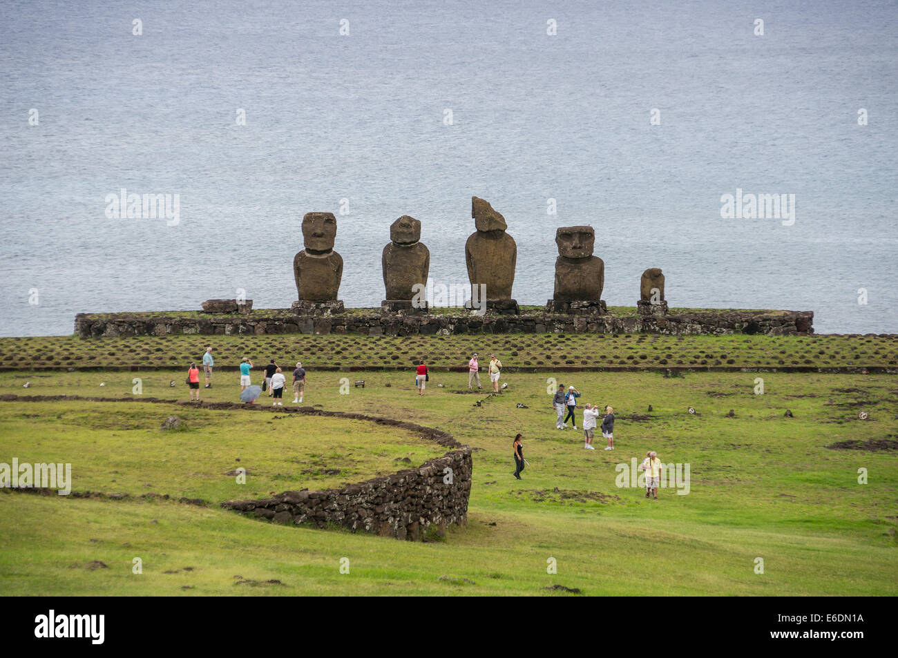 Easter Island moai statues various Stock Photo - Alamy