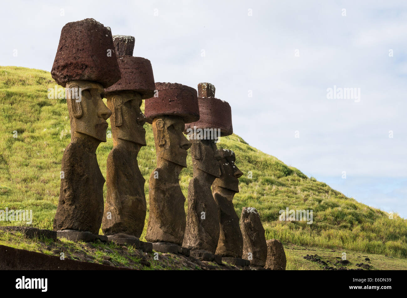 Easter Island moai statues various Stock Photo - Alamy