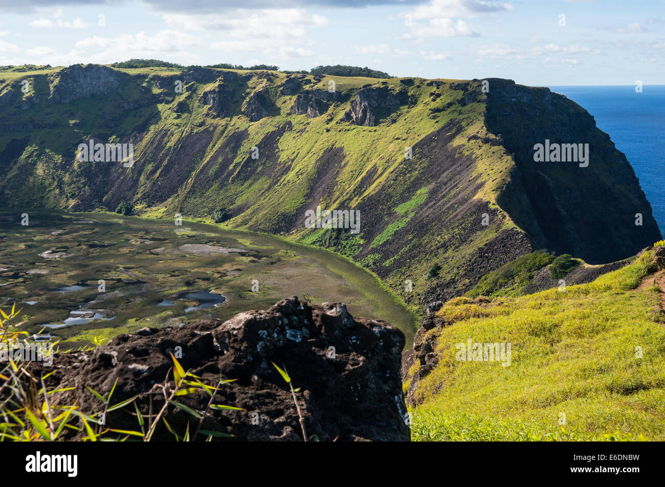 Easter Island Mirador Ranu Kau volcanic crater Stock Photo - Alamy