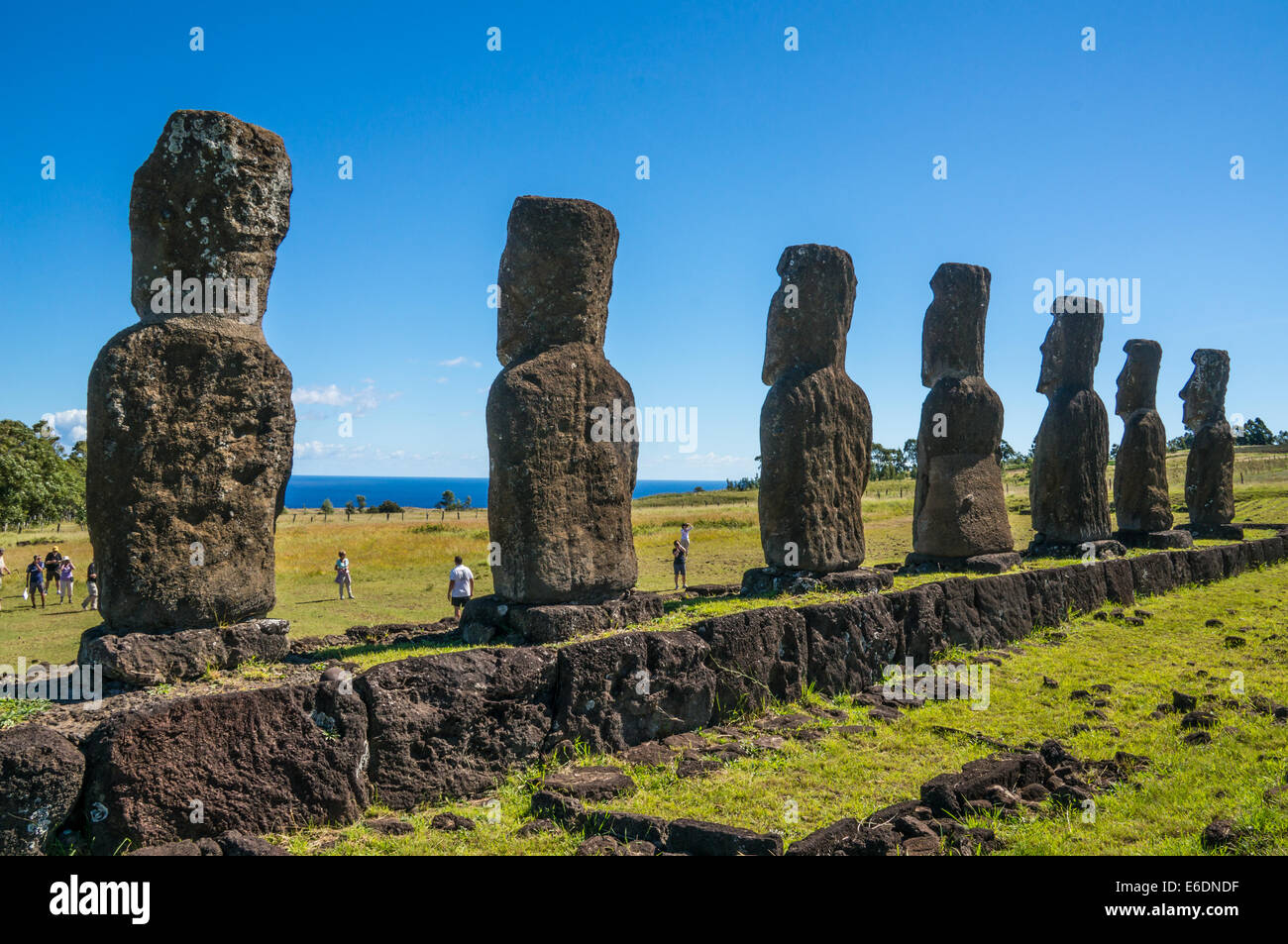 Easter Island moai statues various Stock Photo - Alamy