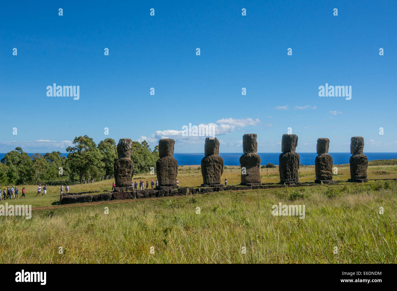 Easter Island moai statues various Stock Photo - Alamy