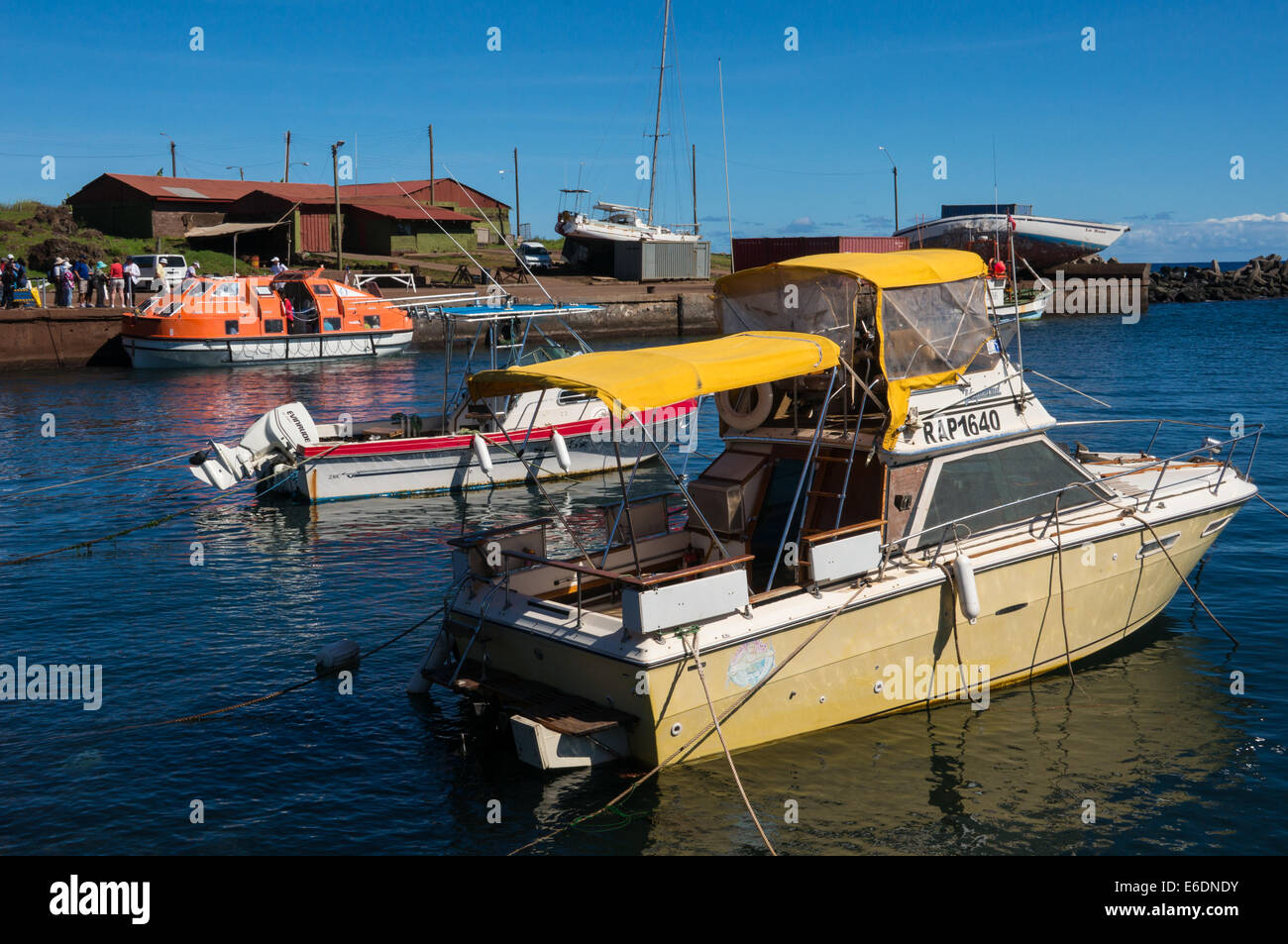 Easter Island Rapa Nui fishing boats harbor Stock Photo - Alamy