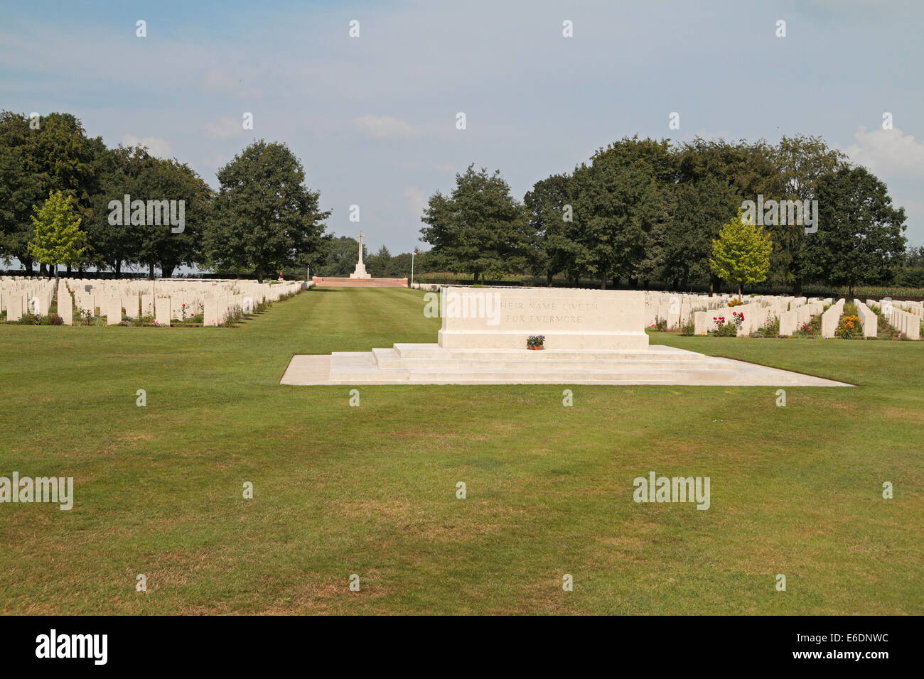 Remembrance stone and the Cross of Sacrifice in the CWGC Groesbeek ...