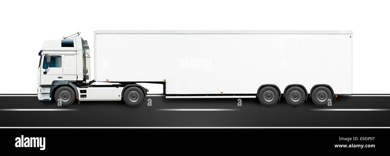 White truck driving on road hi-res stock photography and images - Alamy