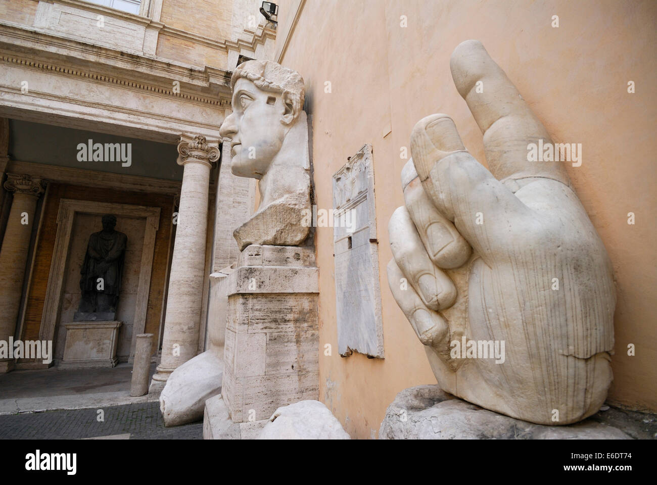 Sculptural remains of the great statue of Emperor Constantine II in the ...