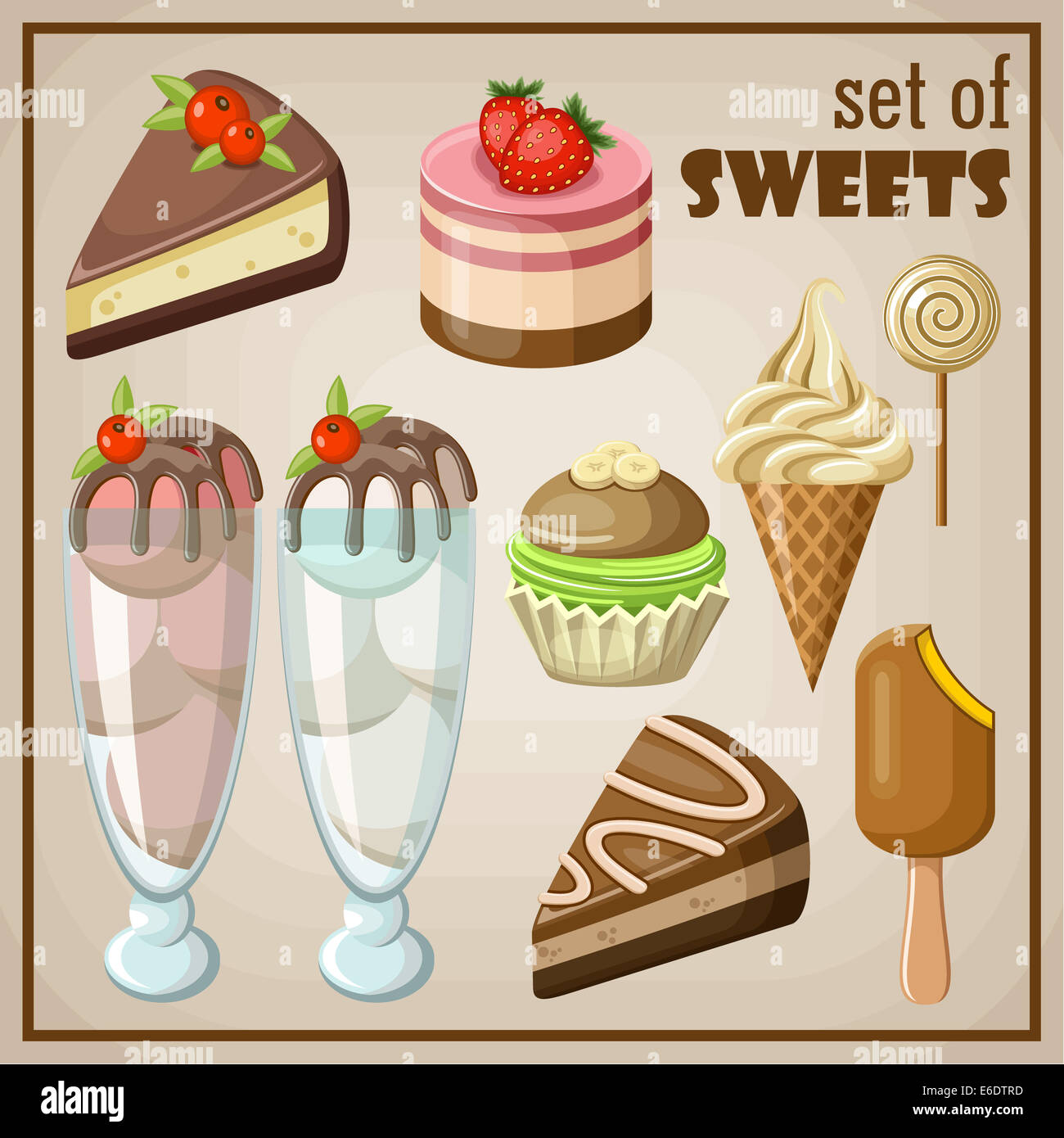 Set of sweets.Vector illustration Stock Photo - Alamy