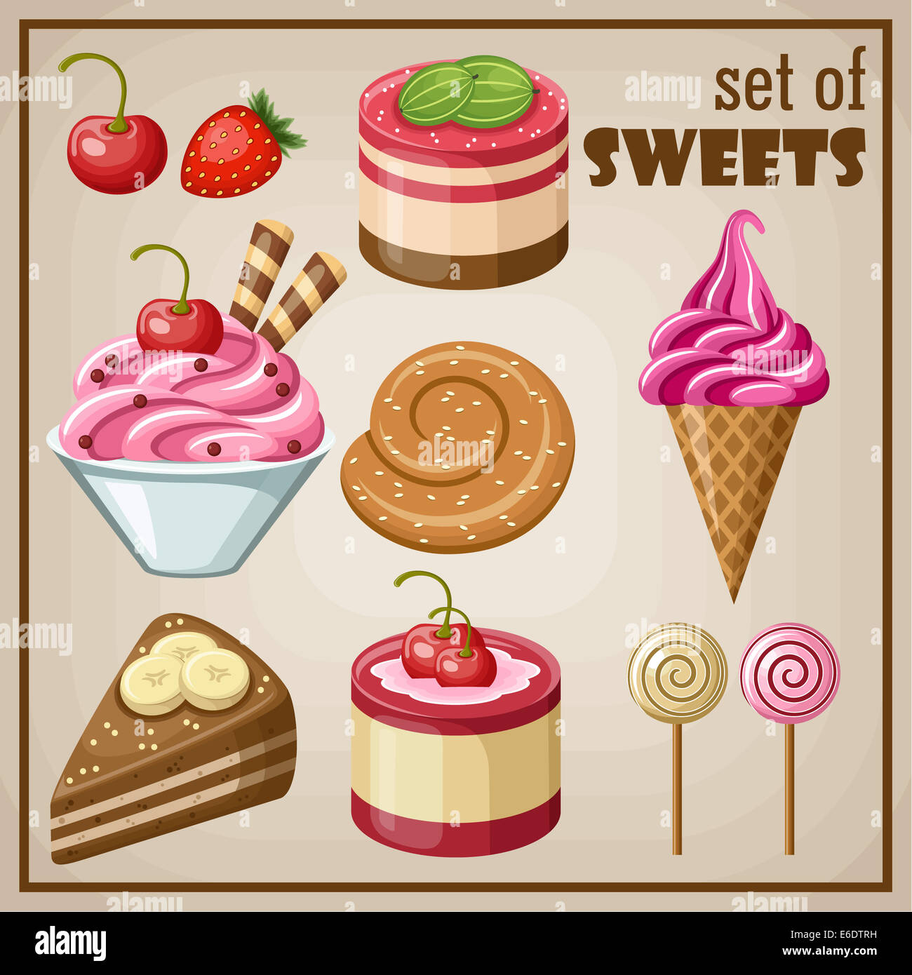 Set of sweets.Vector illustration Stock Photo - Alamy