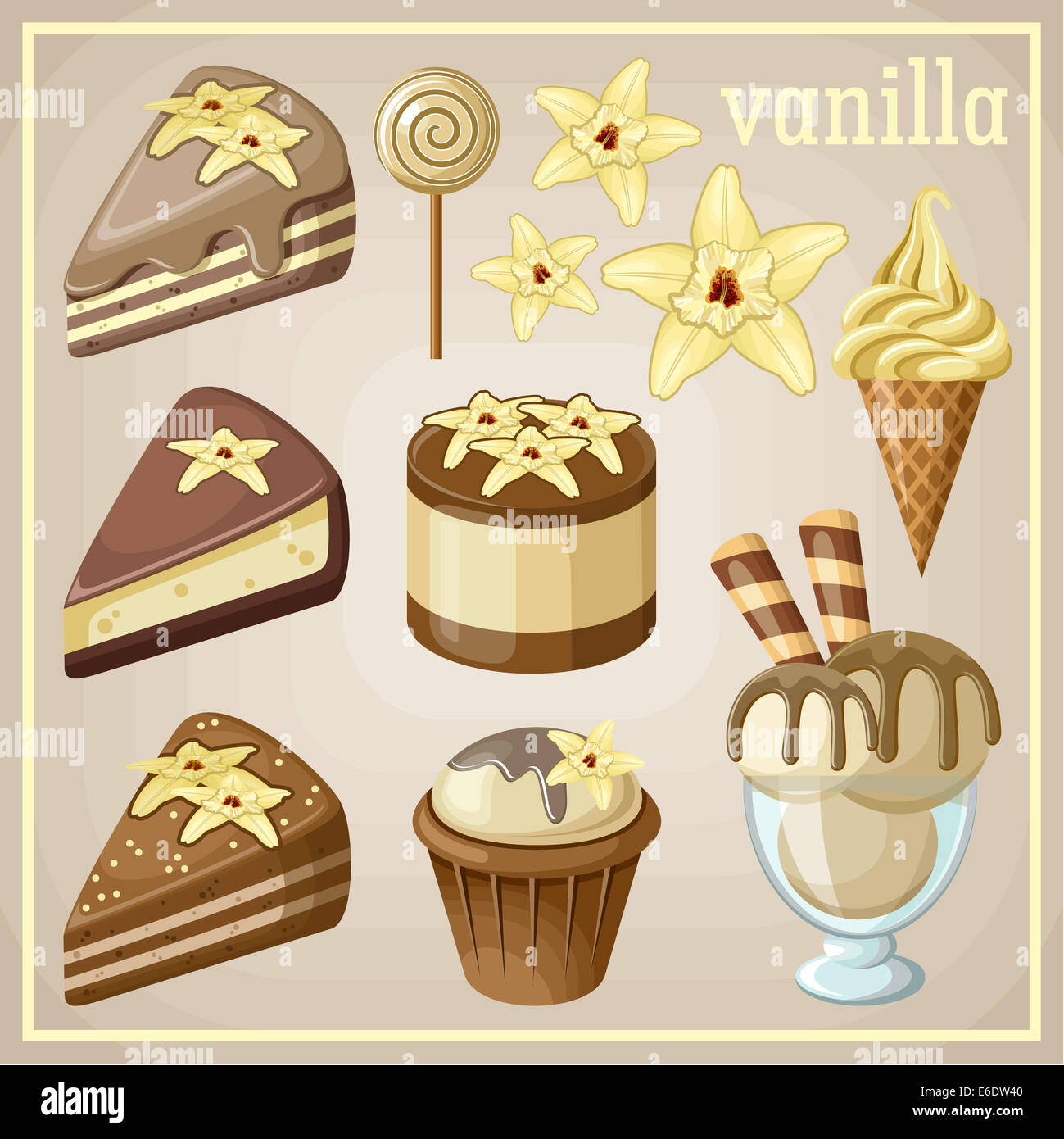 Set of sweets vanilla Stock Photo - Alamy