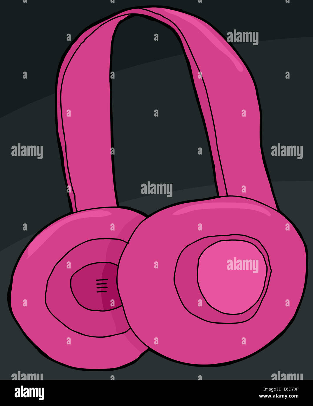 Pair of pink cartoon headphones over black background Stock Photo - Alamy
