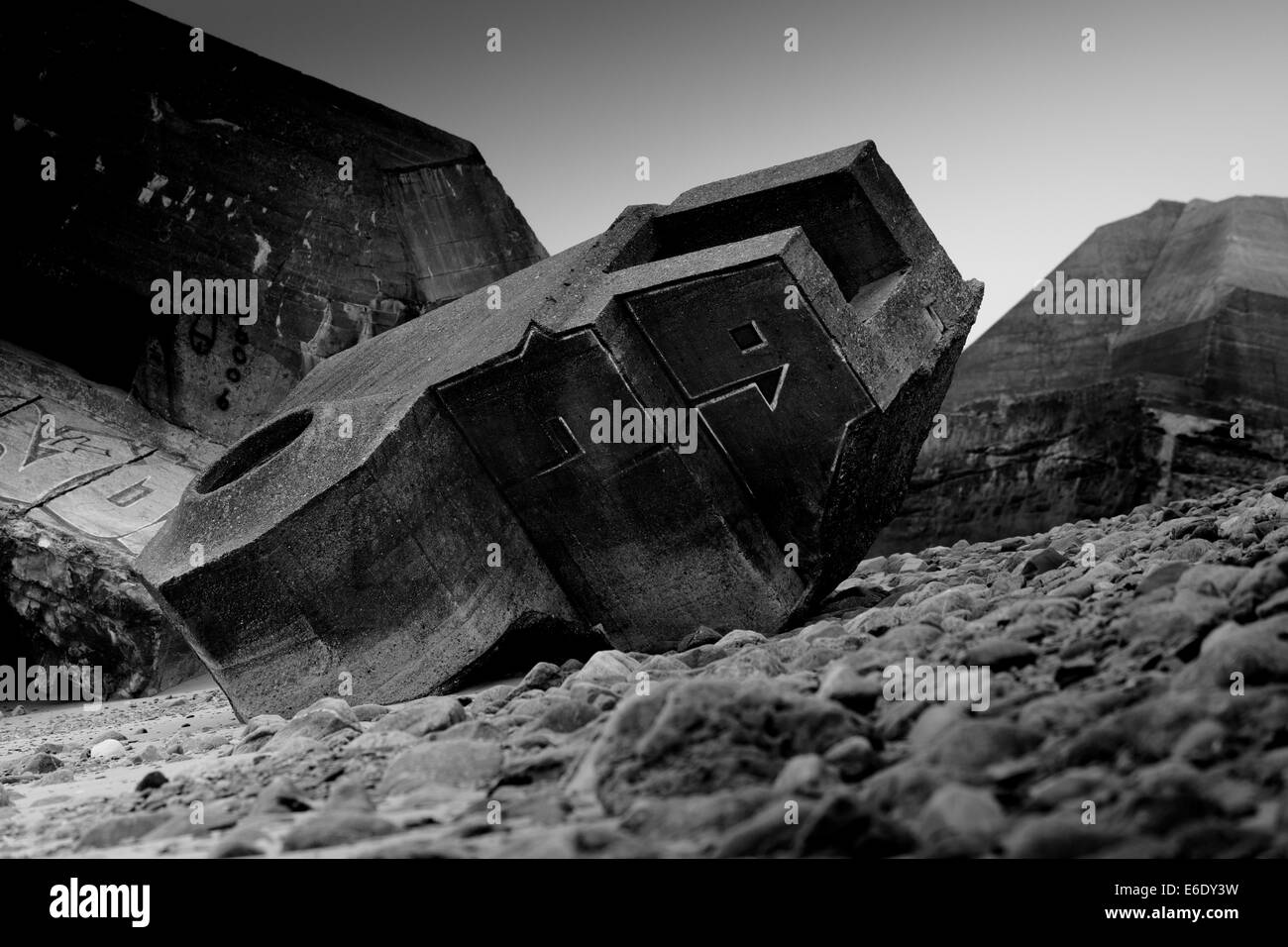 Smashed German bunkers on the Normandy coast on France Stock Photo - Alamy