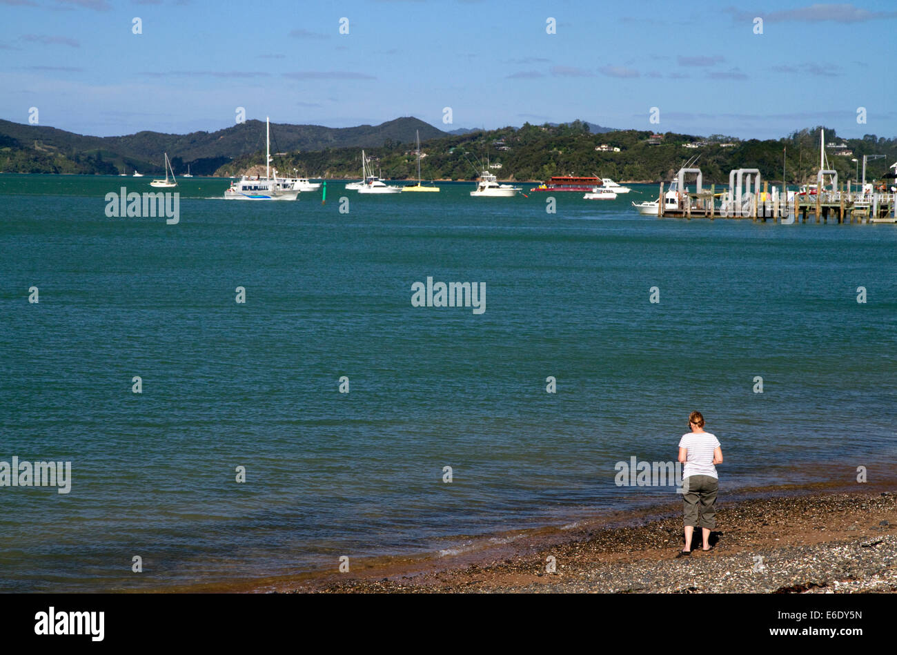 Bay of Islands at the town of Paihia, North Island, New Zealand Stock ...