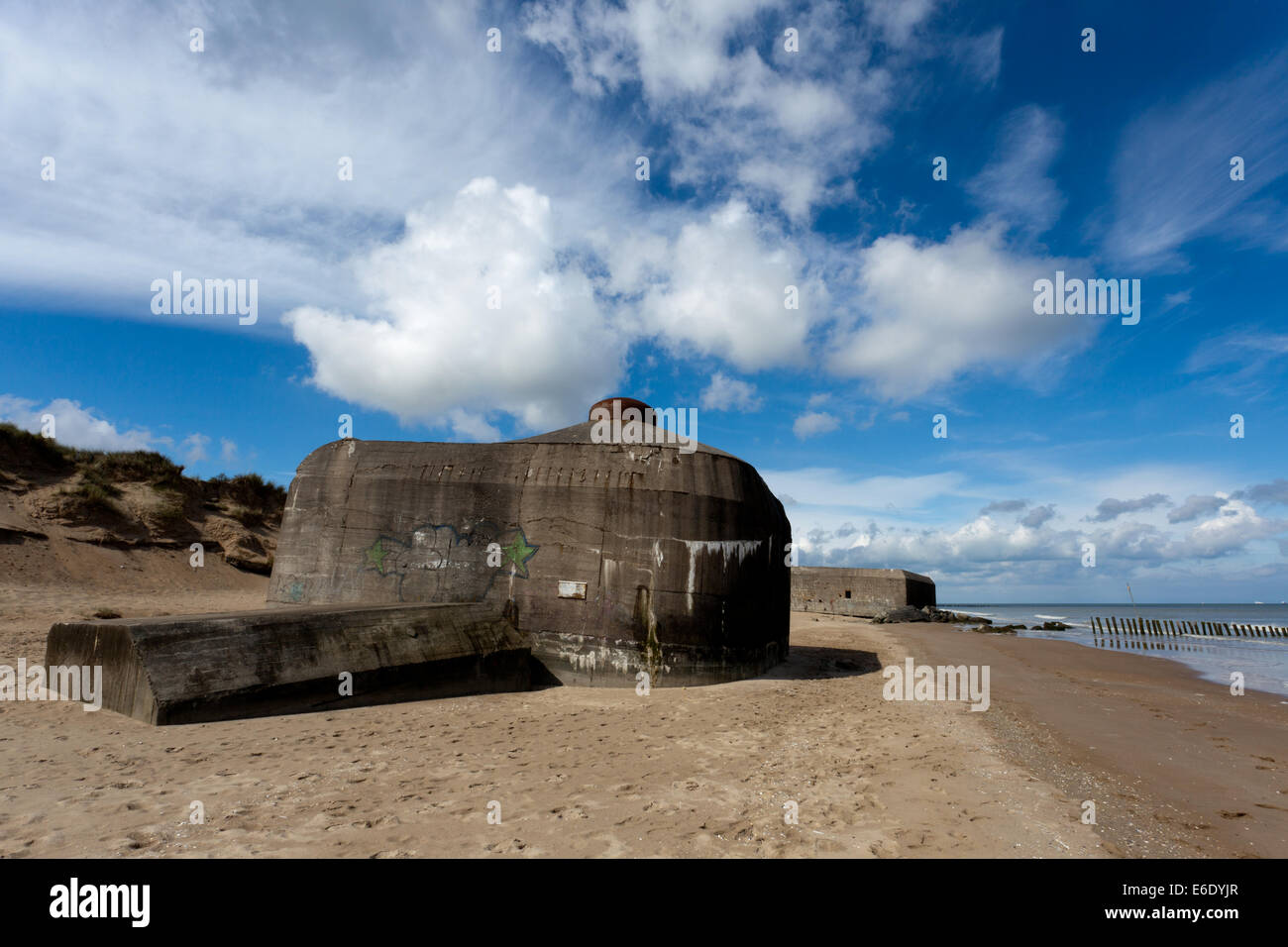 German bunkers on the beach near Boulogne, Pas de Calais, France Stock ...